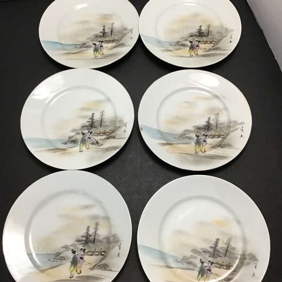 Dining | Vintage 6 Porcelain Japanese Ladies Geisha Water Plates 725 ...